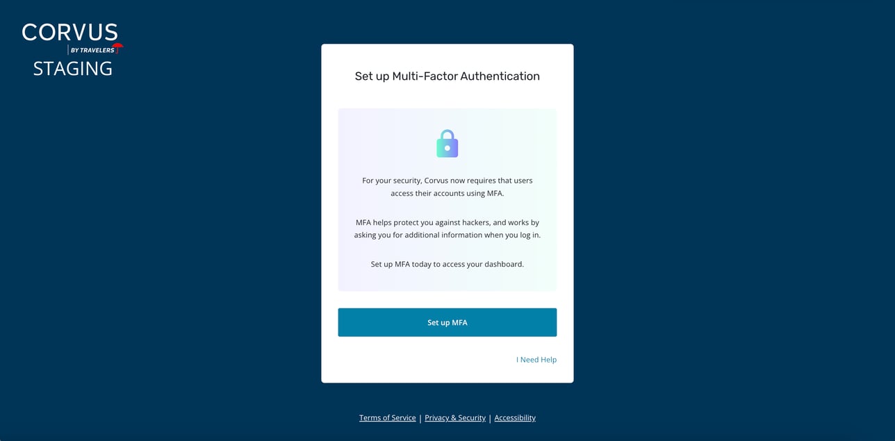 How do I set up multi-factor authentication (MFA) on my Corvus account?