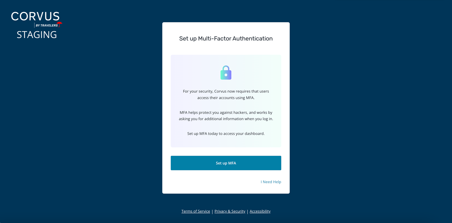 How do I set up multi-factor authentication (MFA) on my Cyber Risk Dashboard account?